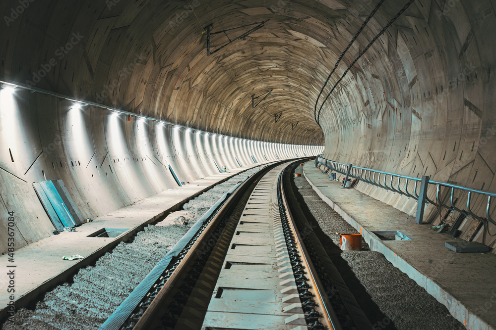 Building of railway tunnel. "Ejpovice tunnel". Railway corridor ...