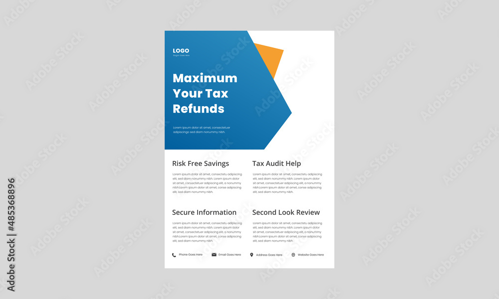 Vetor de income tax flyer design template. maximize your tax return ...