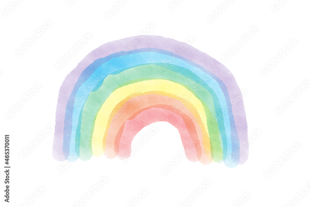 Rainbow painted by watercolor. Kids hand drawing picture. Stock ...