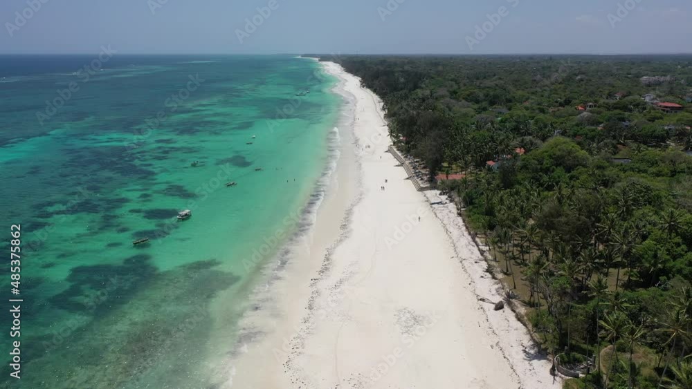 Diani beach landscape Kenyan coast African Sea drone aerial 4k waves ...