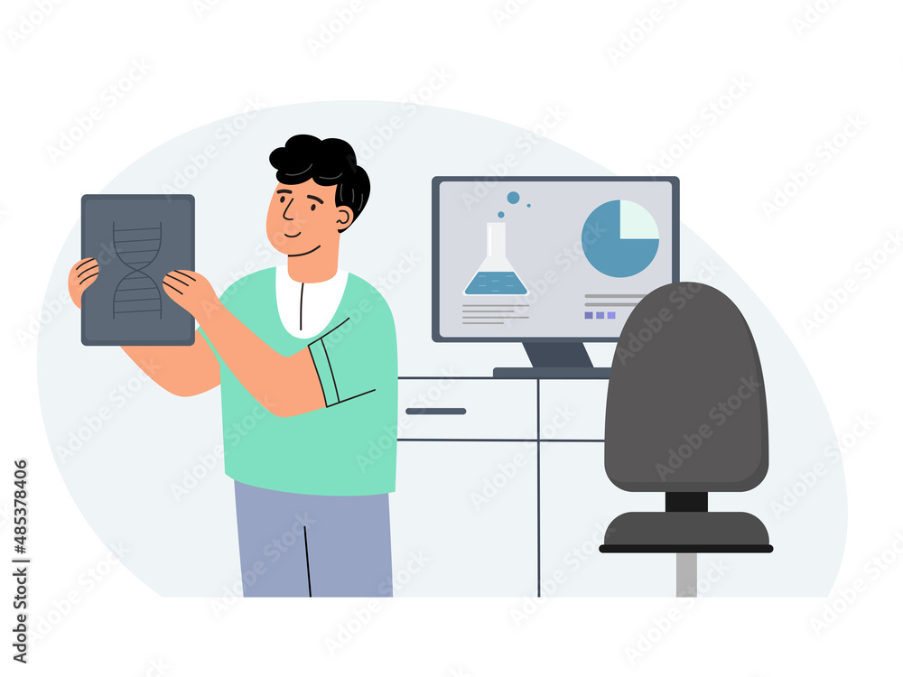 Laboratory research. The concept of drug discovery. Scientist develops ...