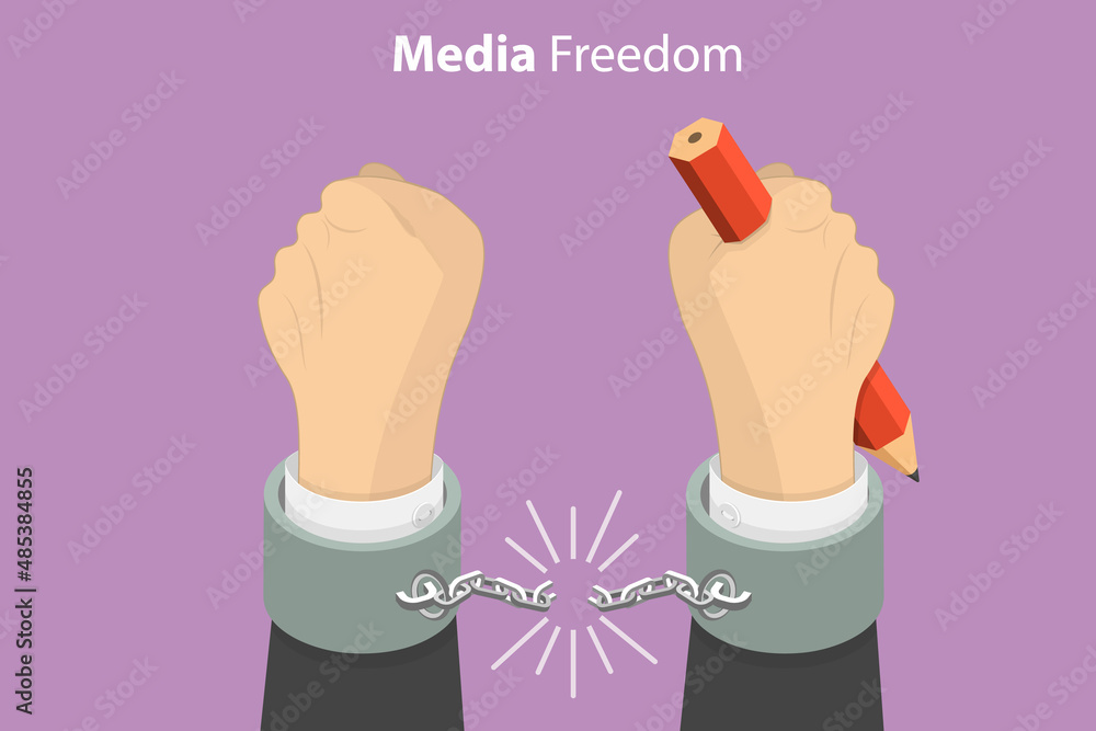 3D Isometric Flat Vector Conceptual Illustration of Media Freedom, Free ...