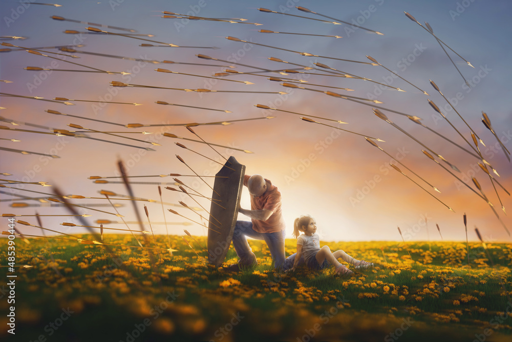 Father Protects His Daughter Stock Photo | Adobe Stock