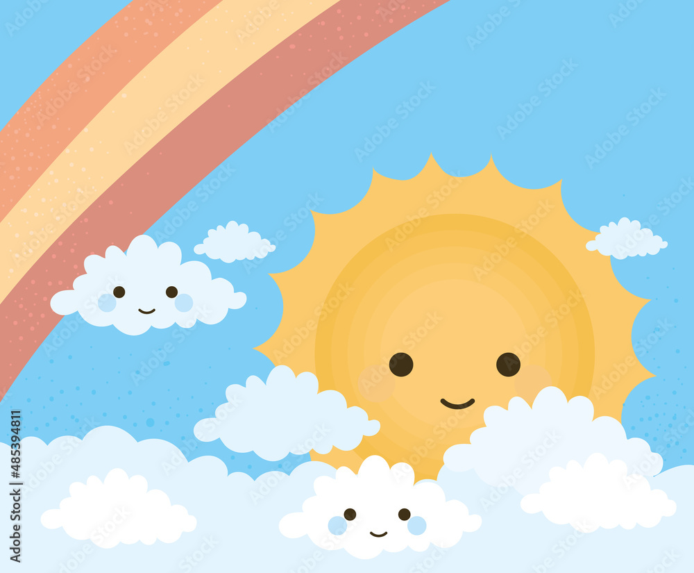 cute sun and clouds Stock Vector | Adobe Stock