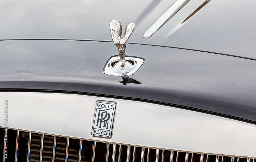 Famous emblem "Spirit of Ecstasy" on the bumper of the Rolls-Royce ...