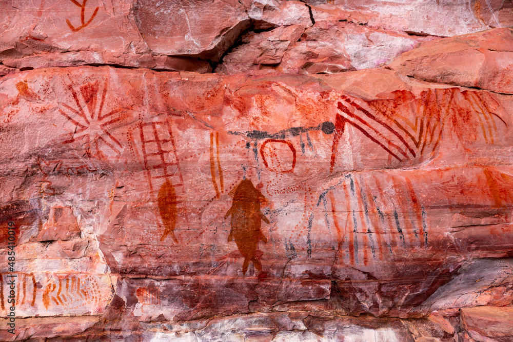 8000 year old paintings of the stone age in Chapada Diamantina Brazil ...