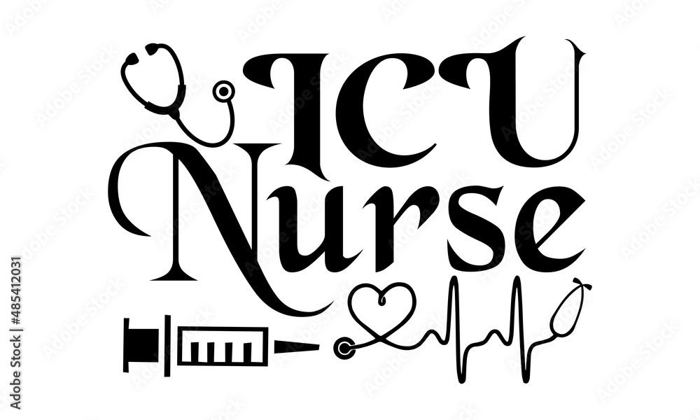 ICU nurse - lettering quote, Modern handwritten print design for ...