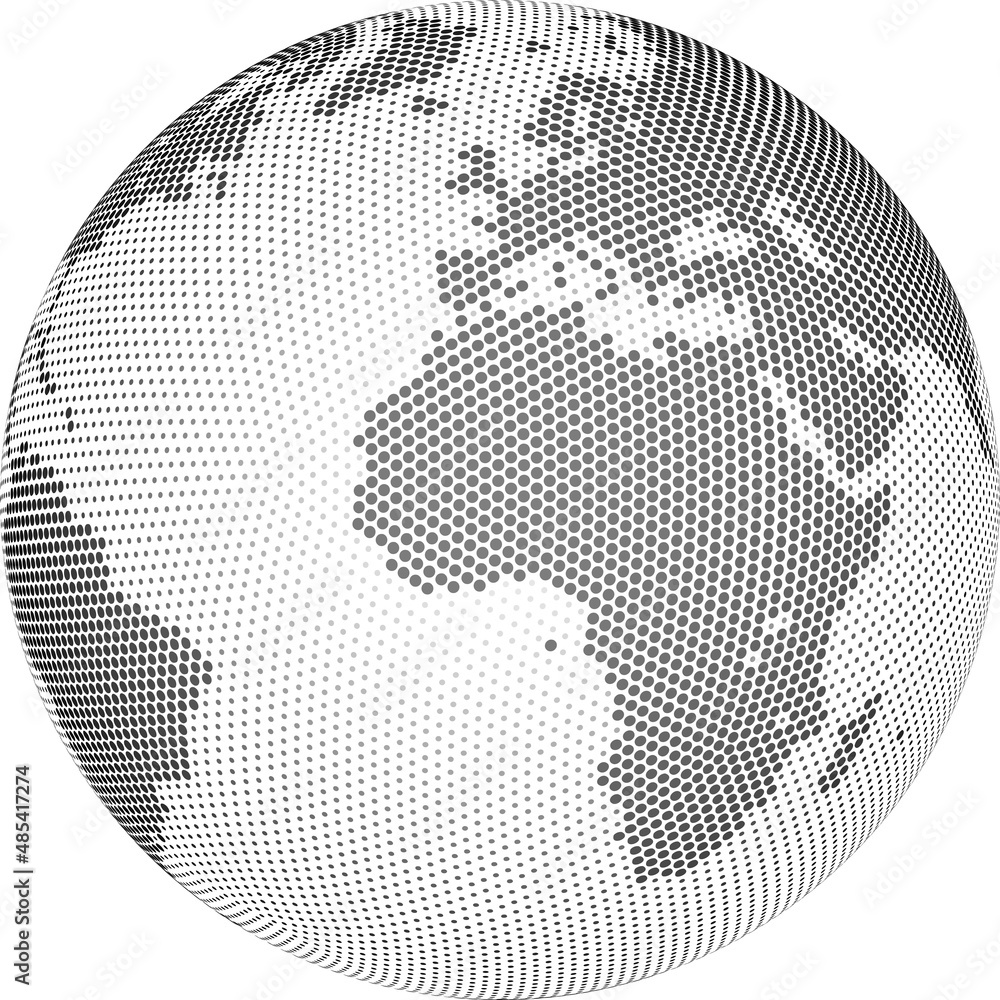 Globe shape, World map created from dots. Vector illustration Stock ...