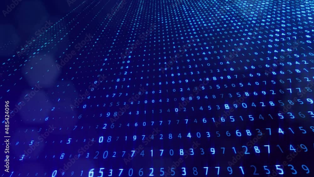 3d loop background, concept of digital data processing, calculation and visualization of ...