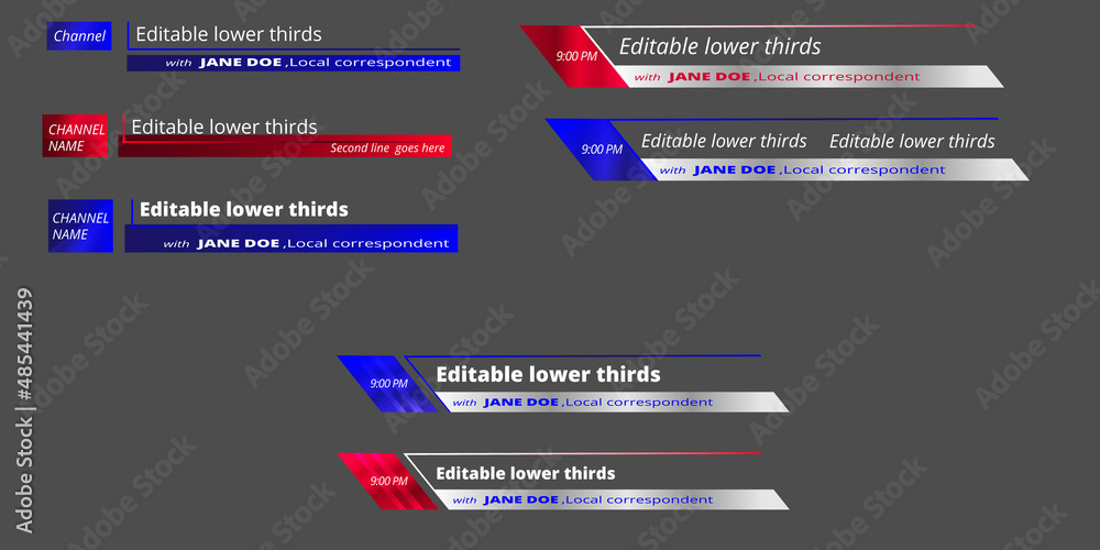 Two line bright blue & red color lower thirds for videos Stock Vector ...