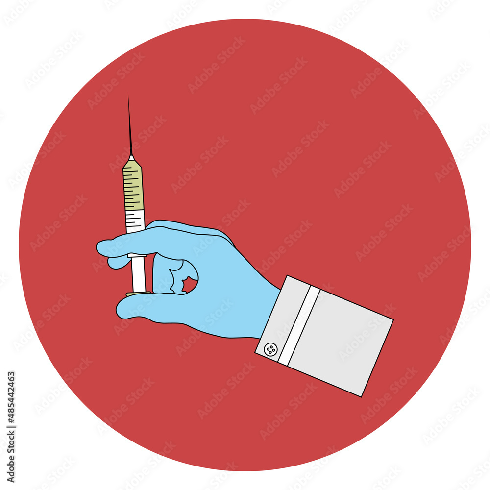 Hand with Injection Symbol. Syringe vaccination , Medical vector ...