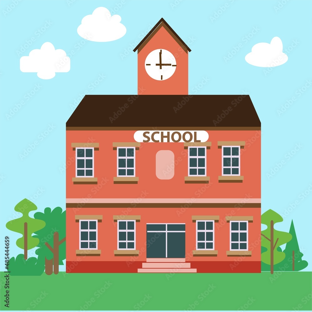 Simple Flat Design School Building Vector Illustration Stock Vector ...