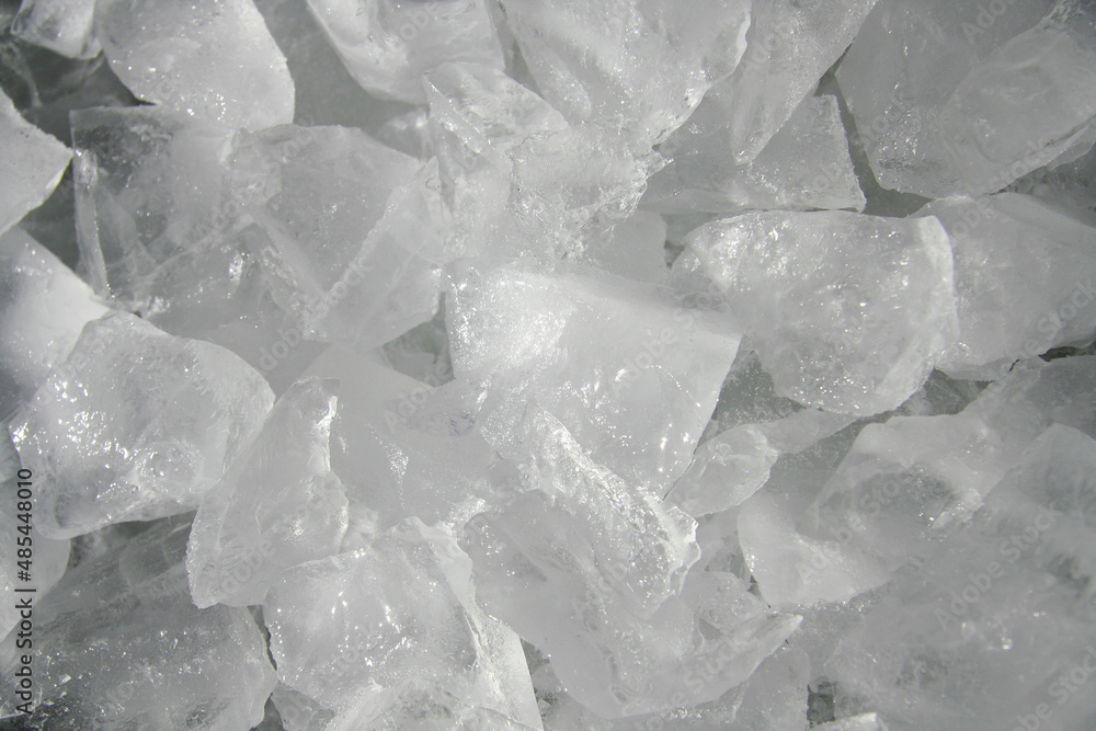 Cold frosty color color gamut image processed, crushed block ice ...