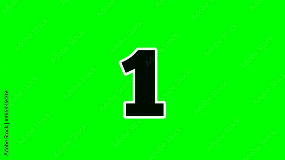 Number 1 animation green screen.flat design cartoon number animated ...