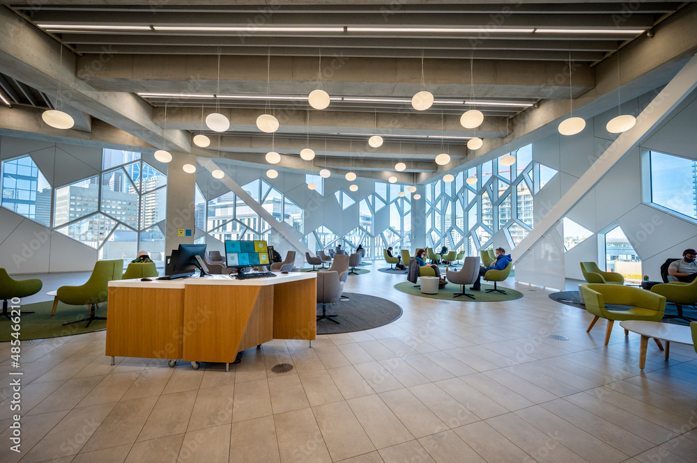 Calgary, Alberta - February 6, 2022: Interior of Calgary`s Central ...