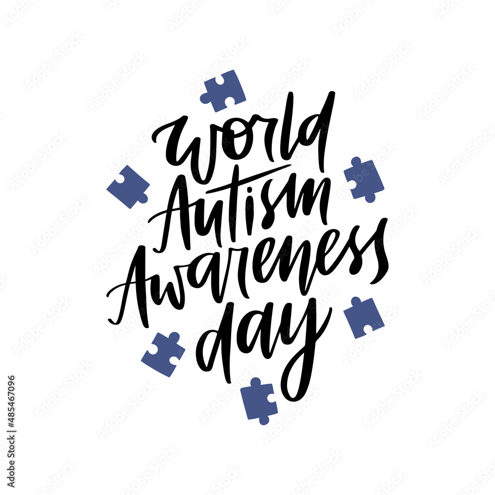 Autism Awareness Day vector illustration. Hand drawn autistic support ...