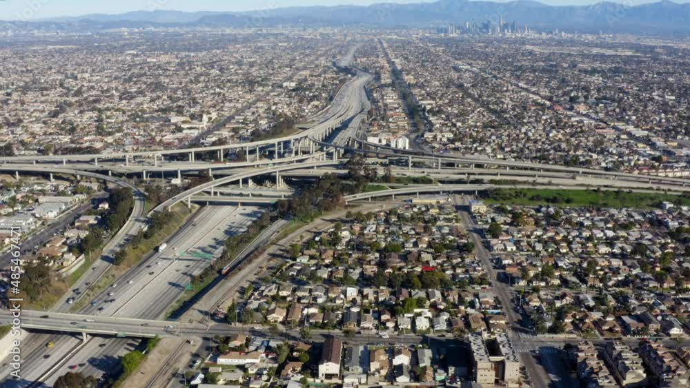 Shot of Judge Pregerson Highway showing multiple Roads, Bridges ...