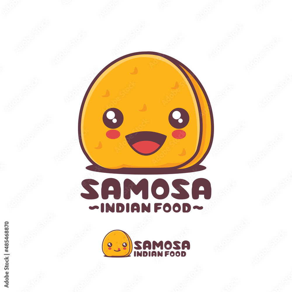 vector samosa cartoon mascot, traditional indian food illustration ...