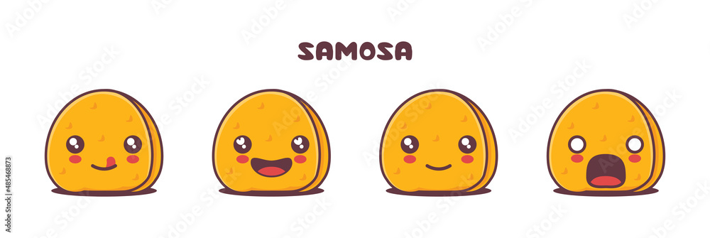 vector samosa cartoon mascot, traditional indian food illustration ...