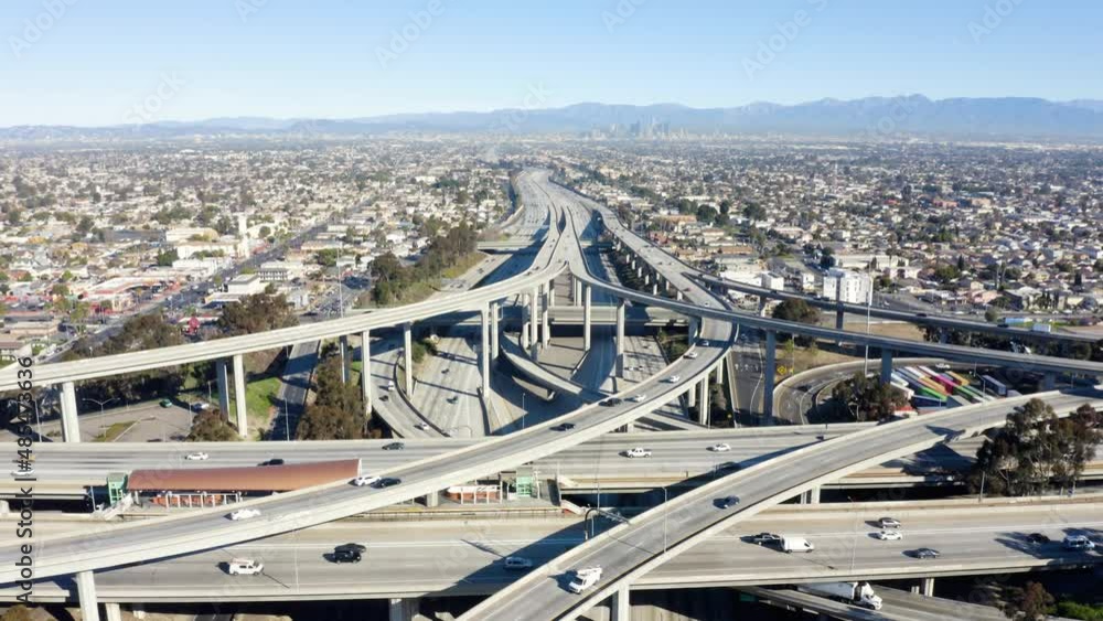 Shot of Judge Pregerson Highway showing multiple Roads, Bridges ...