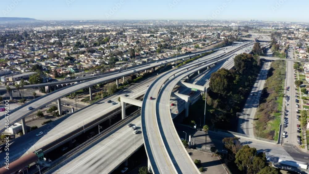 Shot of Judge Pregerson Highway showing multiple Roads, Bridges ...