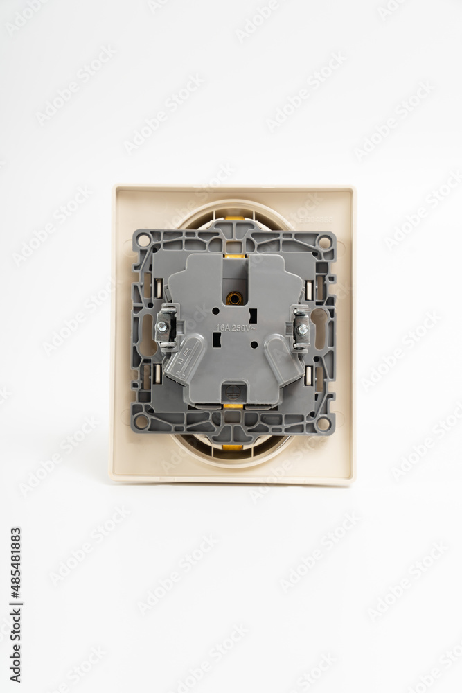 rear view. Double socket insulated on a white background. 2 sockets ...