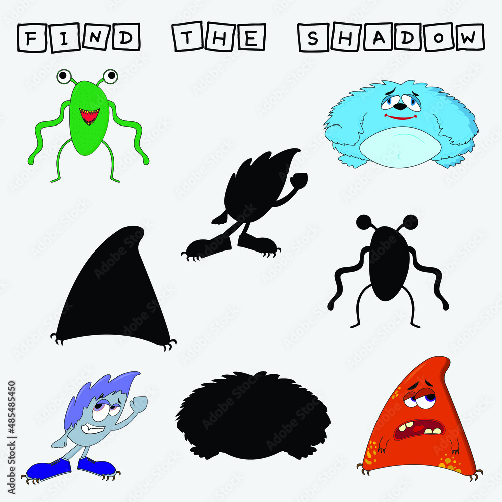 Find a shadow monsters. Match funny heroes with correct shadow ...