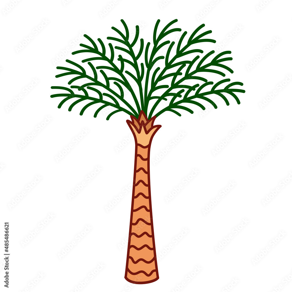 Vector date palm tree icon, illustration of date fruit palm, print in ...