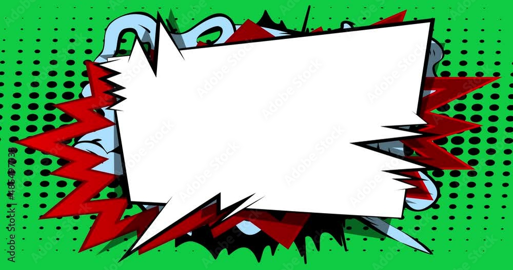 Retro comic style Speech Bubble background on green screen. Manga ...