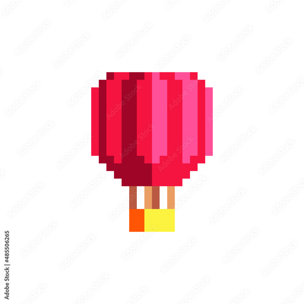 Red balloon pixel art icon, isolated vector illustration. 8-bit sprite ...