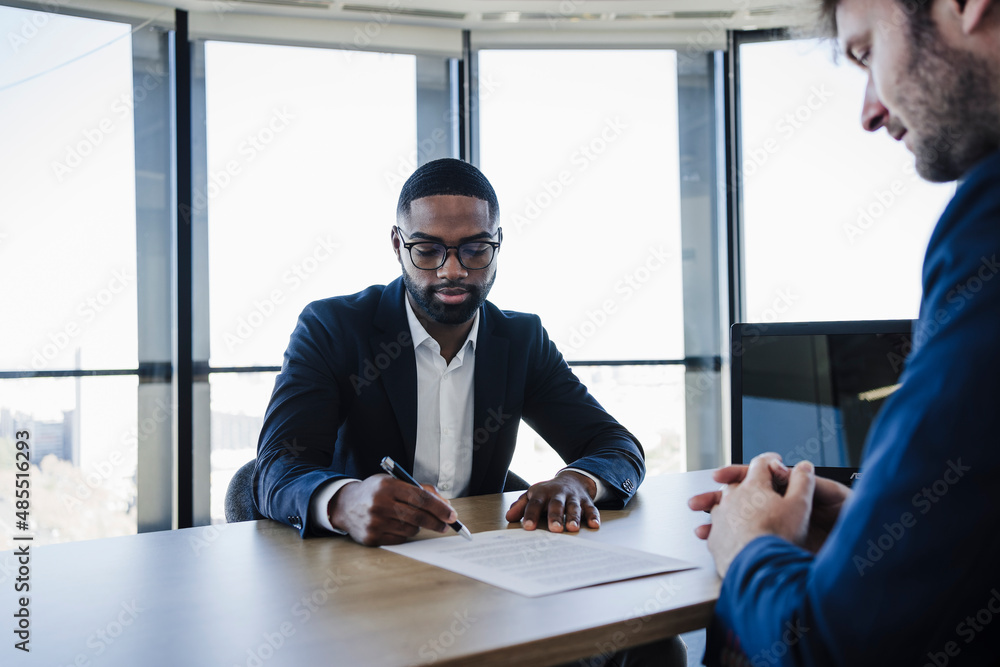 Client signing contract in office Stock Photo | Adobe Stock