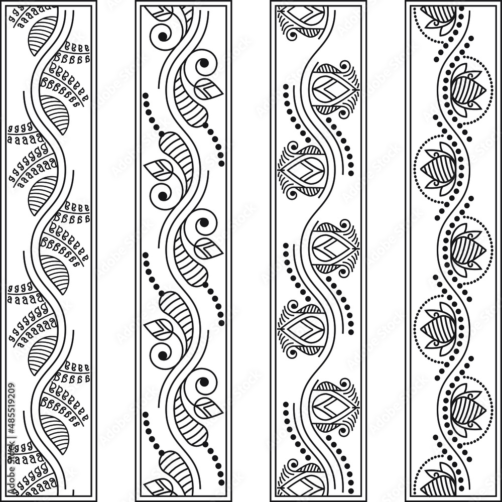 Vetor de colorful kalamkari vector border design. Indian Traditional ...