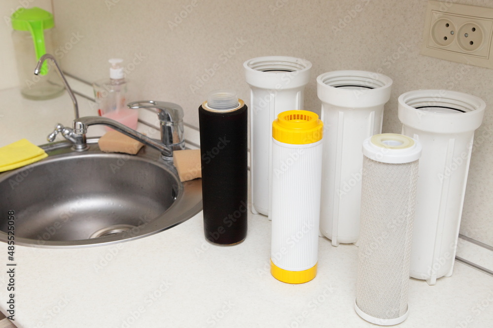 Three cartridges Fe rust, Calcium and Carbon for 3-step drinking water ...