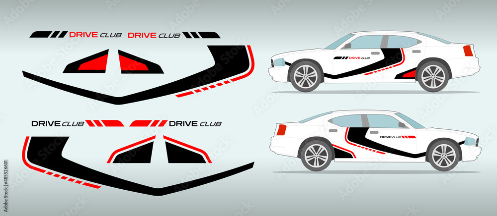 Car side sticker design. Auto vinyl decal template. Suitable for ...