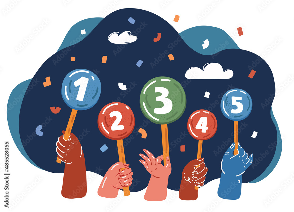 Cartoon vector illustration of Human hand hold banner, placard with ...