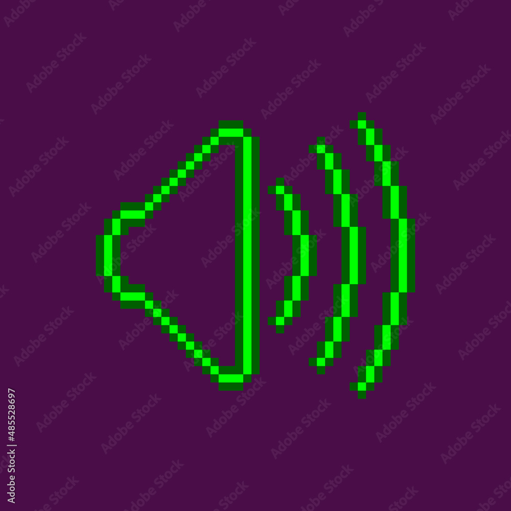 colorful simple flat pixel art illustration of neon green glowing icon ...