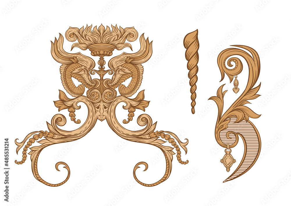 Classical luxury old fashioned royal baroque, historical ornament with ...