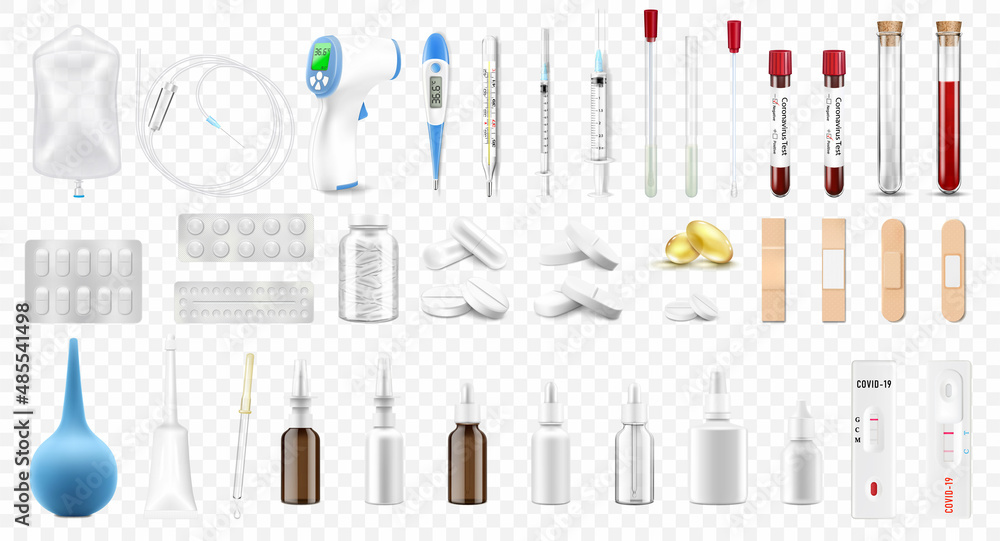 Medical equipment and first aid kit. Realistic 3d medical emergency ...