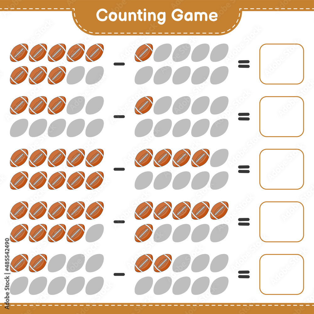 Count and match, count the number of Rugby Ball and match with the ...