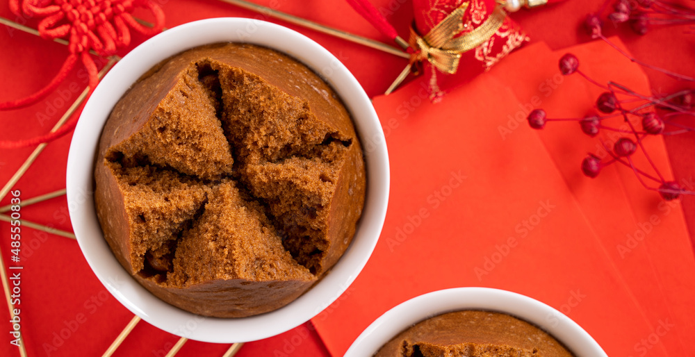Delicious Chinese steamed sponge cake named Fa Gao for lunar new year ...