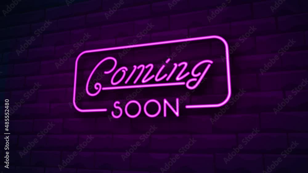 coming soon neon sign animation..Brick Wall Background. Stock 비디오 ...