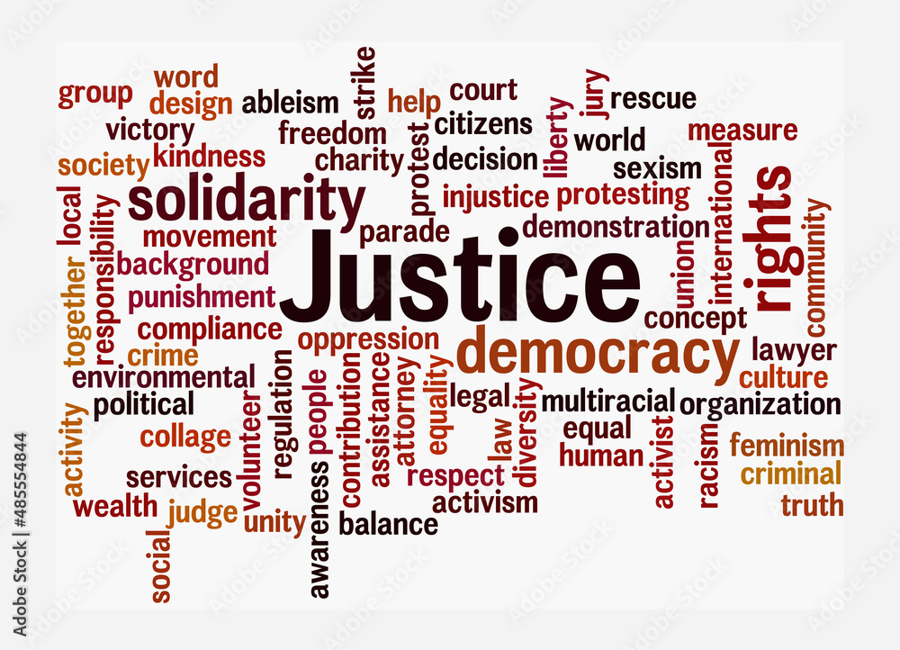 Word Cloud with JUSTICE concept, isolated on a white background Stock ...