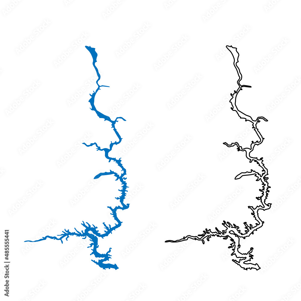 Lake Oahe. map. the largest reservoir in the USA Stock Illustration ...