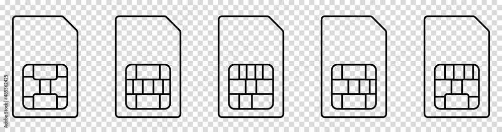 Sim card vector icons. Line art style. Vector illustration isolated on ...
