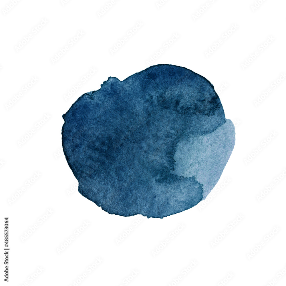 Dark blue watercolor drop isolated on white. Abstract blue stain. Ink ...