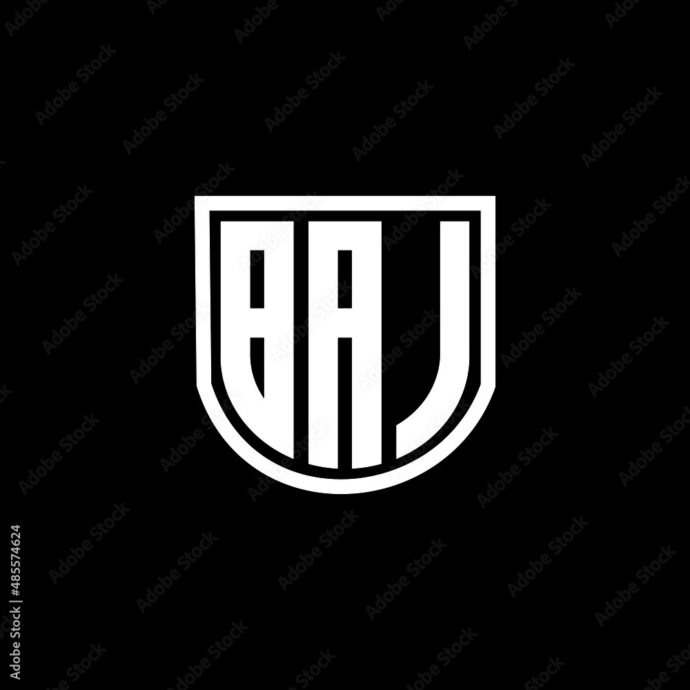 BAJ letter logo design with black background in illustrator, vector ...
