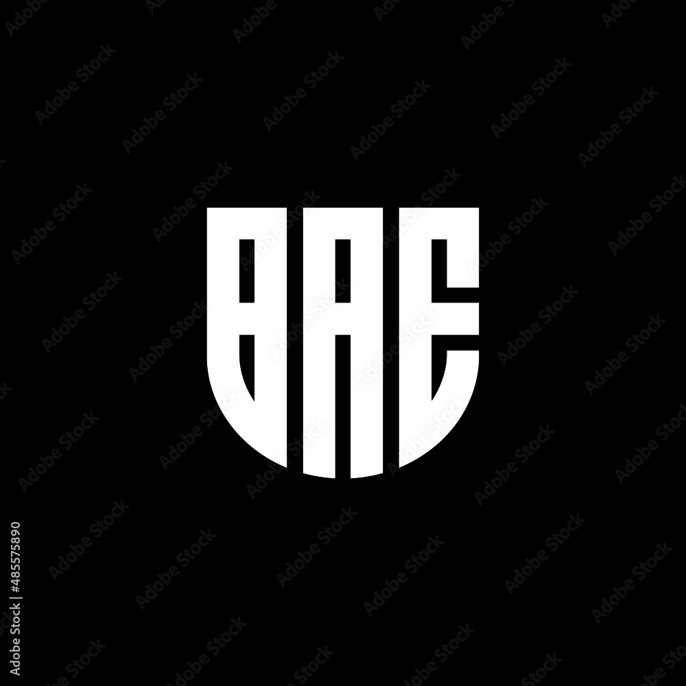 BAE letter logo design with black background in illustrator, vector ...