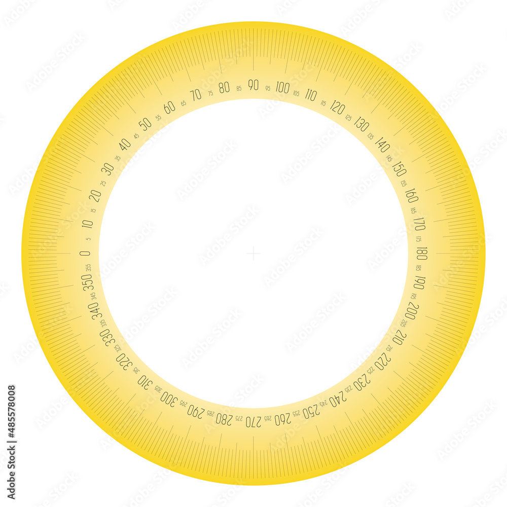 Full 360 degrees protractor measuring instrument Stock Vector | Adobe Stock