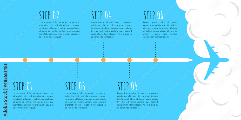 Infographic template with 6 options or steps. Travel timeline Stock ...