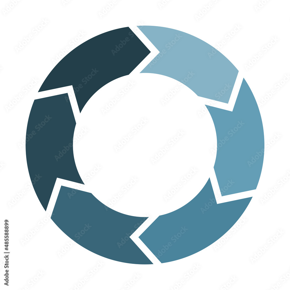 Renew and refresh circle with 6 arrows. Six elements forming circular ...
